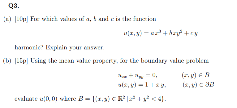 Solved (a) [10p] For which values of a,b and c is the | Chegg.com
