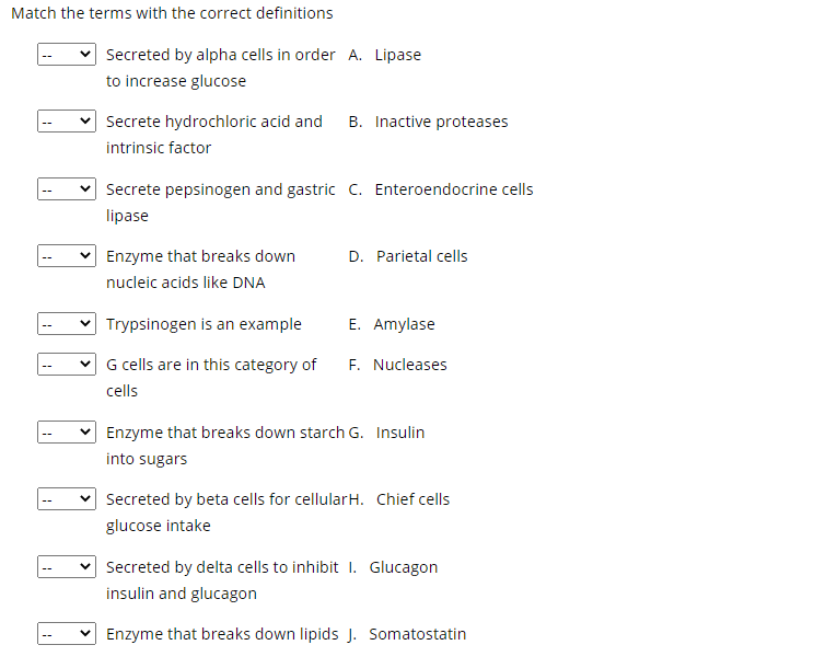 Solved Match the terms with the correct definitions Secreted | Chegg.com