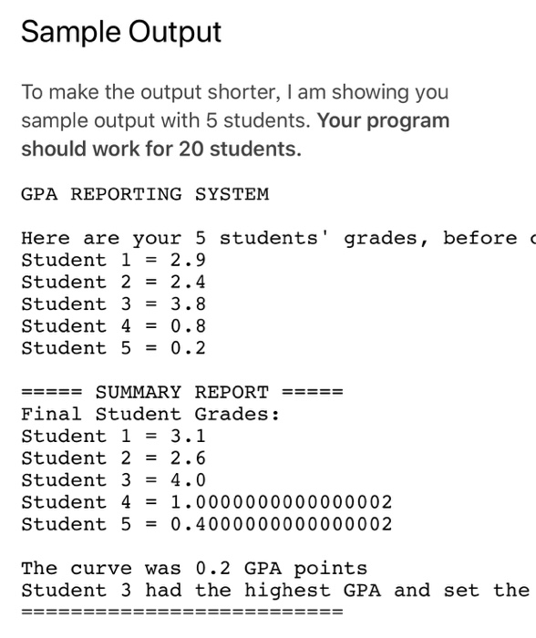 Solved Write a program that produces a report on the final | Chegg.com