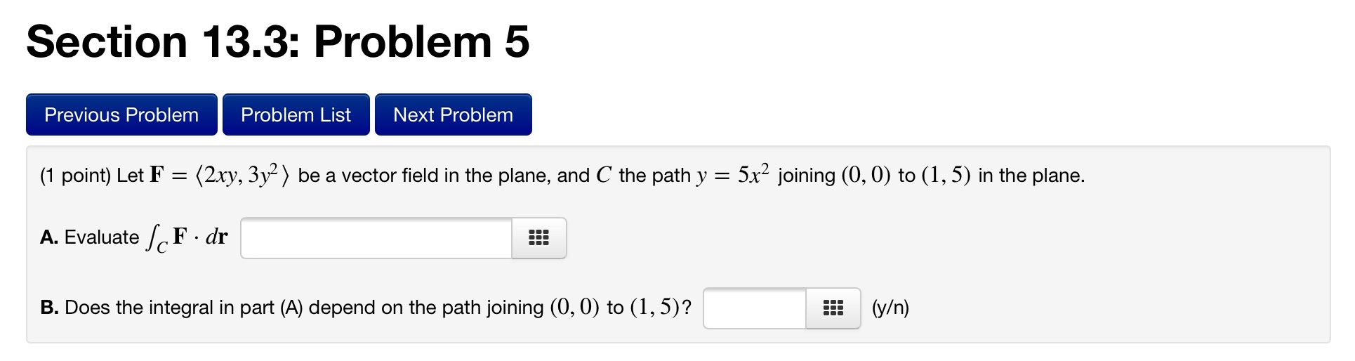 Solved Section 13.3: Problem 5 Previous Problem Problem List | Chegg.com