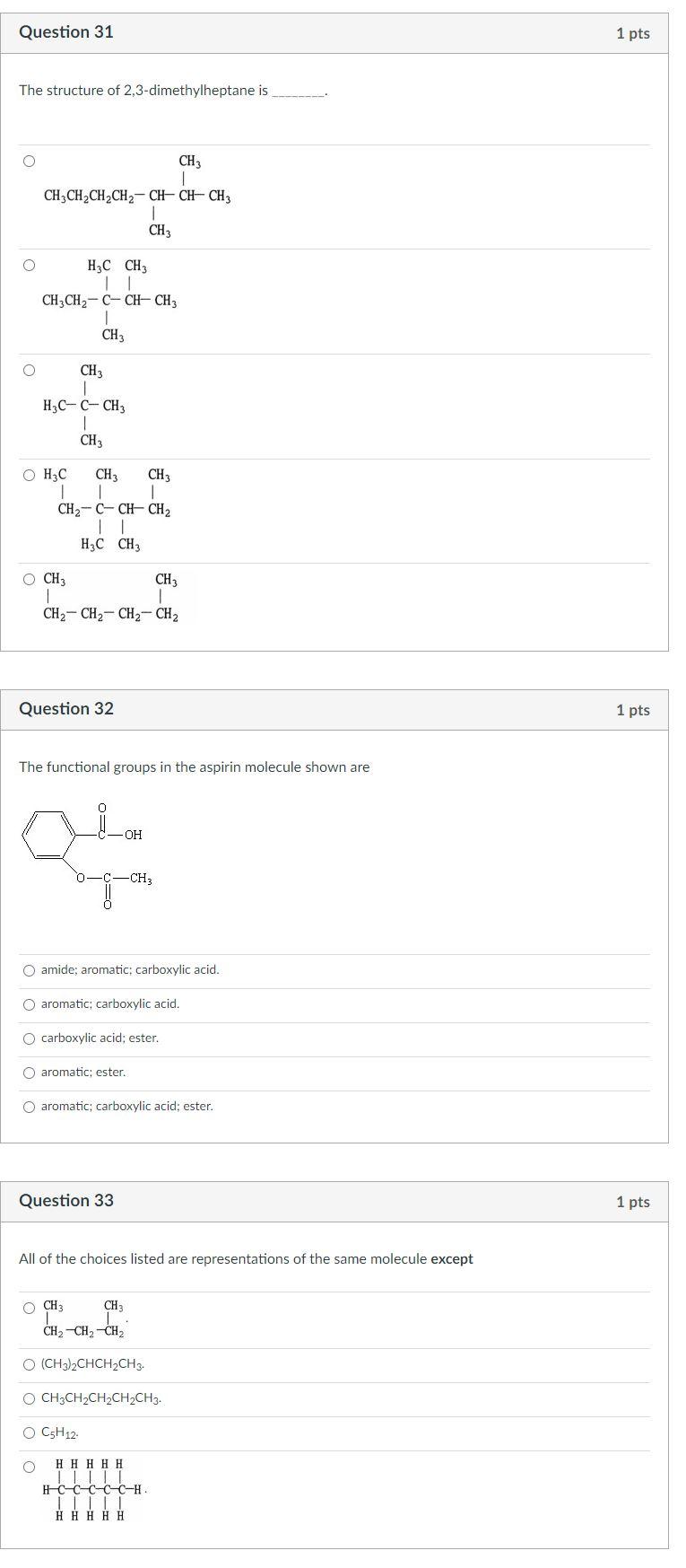 Solved Question 31 1 pts The structure of | Chegg.com