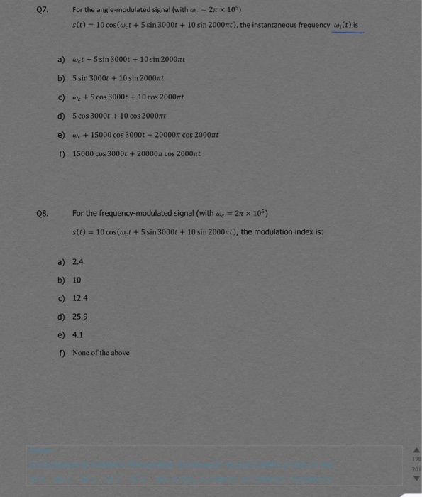 Solved Problem Sheet 3- Angle Modulation Q1. In FM, the | Chegg.com