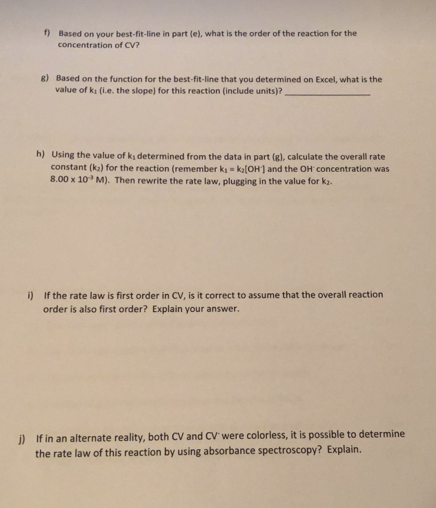 Solved 3. The indicator crystal violet (CV) reacts with (OH) | Chegg.com