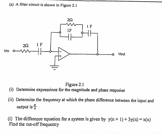 Solved (a) A filter circuit is shown in Figure 2.1 Figure | Chegg.com
