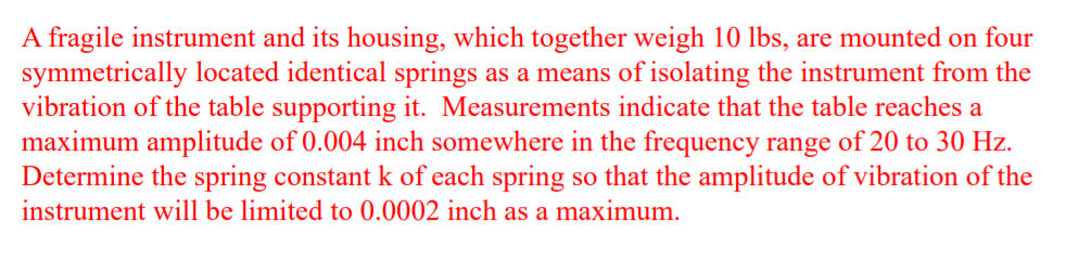 Solved A fragile instrument and its housing, which together | Chegg.com