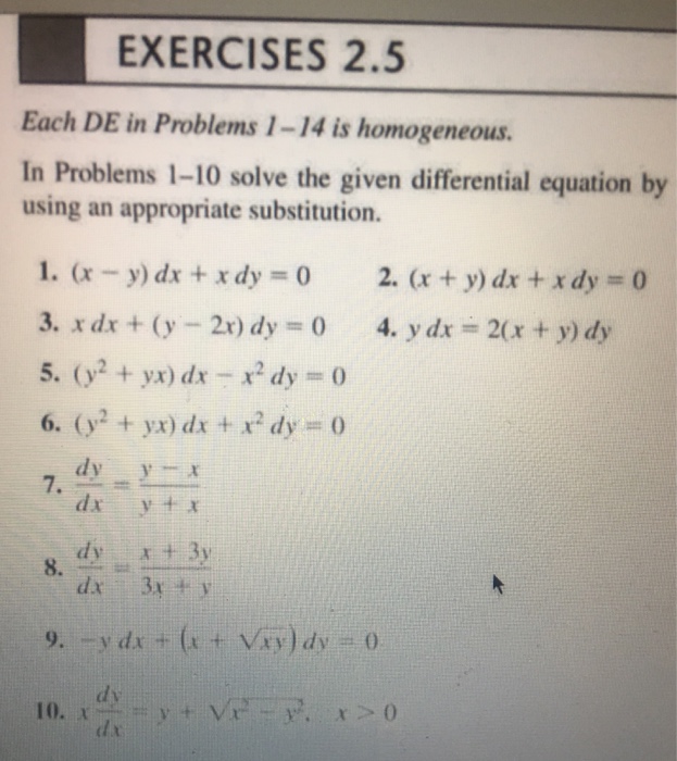 Solved EXERCISES 2.5 Each DE in Problems 1-14 is | Chegg.com