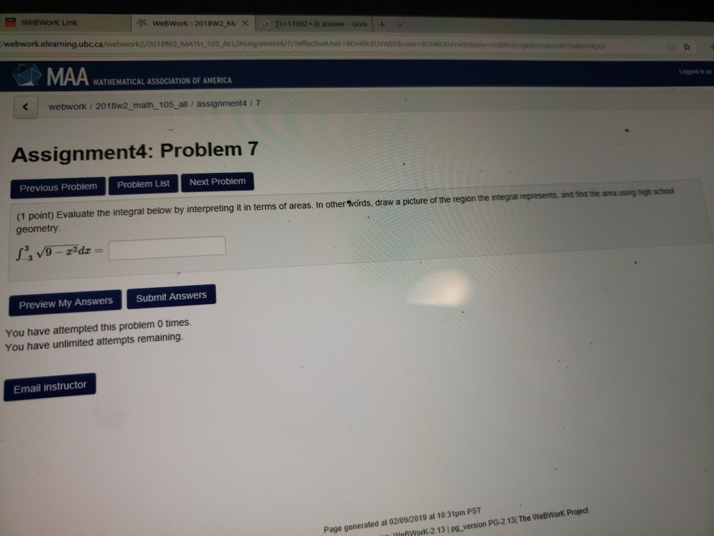 Solved WeBWork Link weBWork: 2018w2 M i-11002+ 3) answer | Chegg.com