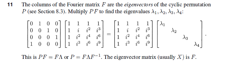 Solved 11 The columns of the Fourier matrix F are the | Chegg.com