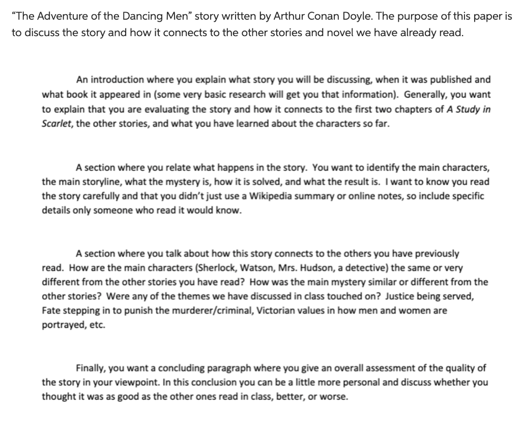 “The Adventure of the Dancing Men” story written by | Chegg.com