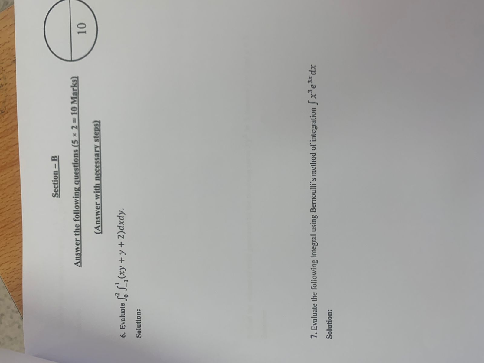 Solved Section - B Answer the following questions (5×2=10 | Chegg.com