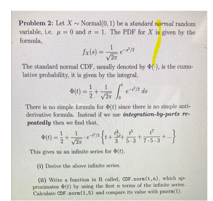 Solved N Problem 2: Let X ~ Normal(0,1) be a standard normal | Chegg.com