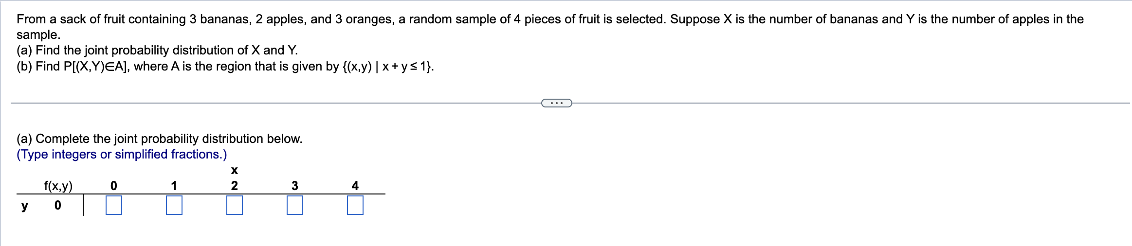 Solved From a sack of fruit containing 3 bananas, 2 apples, | Chegg.com
