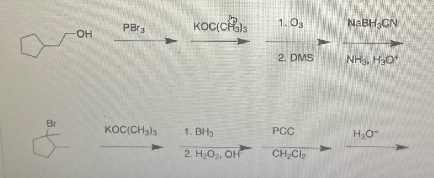 Solved H3O+ for -OMe H3PO4 Jones Et2NH reagent H30+ PBr3 | Chegg.com