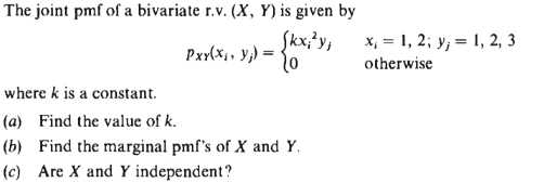 Solved The joint pmf of a bivariate r.v. (X, Y) is given by | Chegg.com