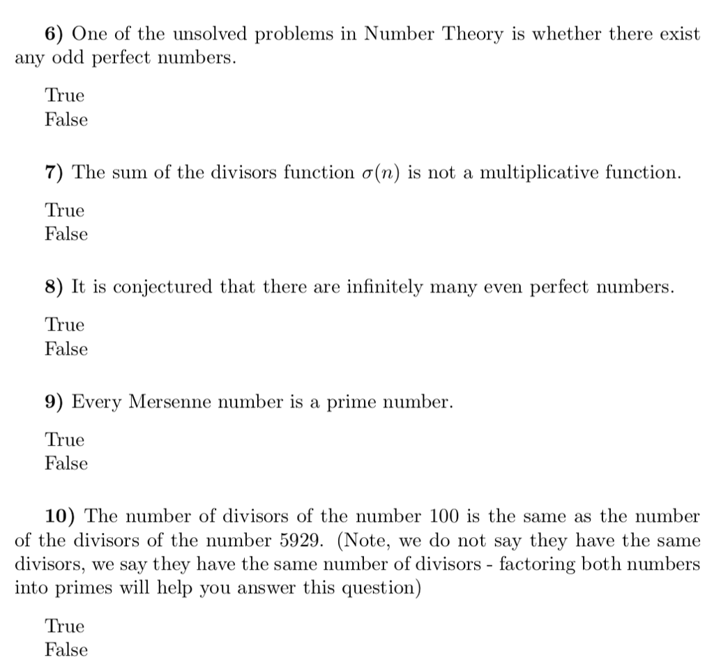 Solved 6 One Of The Unsolved Problems In Number Theory Is Chegg