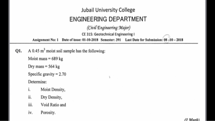 Solved Jubail University College ENGINEERING DEPARTMENT | Chegg.com
