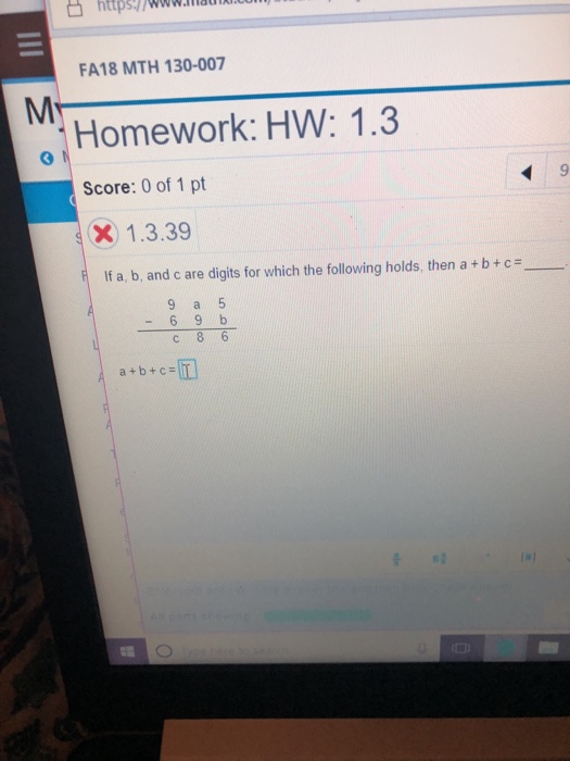 Solved https/www.laumki.cu FA18 MTH 130-007 Homework: HW: | Chegg.com
