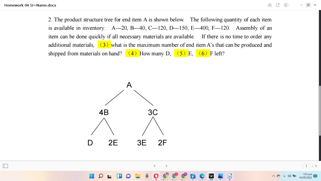 Solved Homework 04 SI+Name.docx X 2. The product structure | Chegg.com