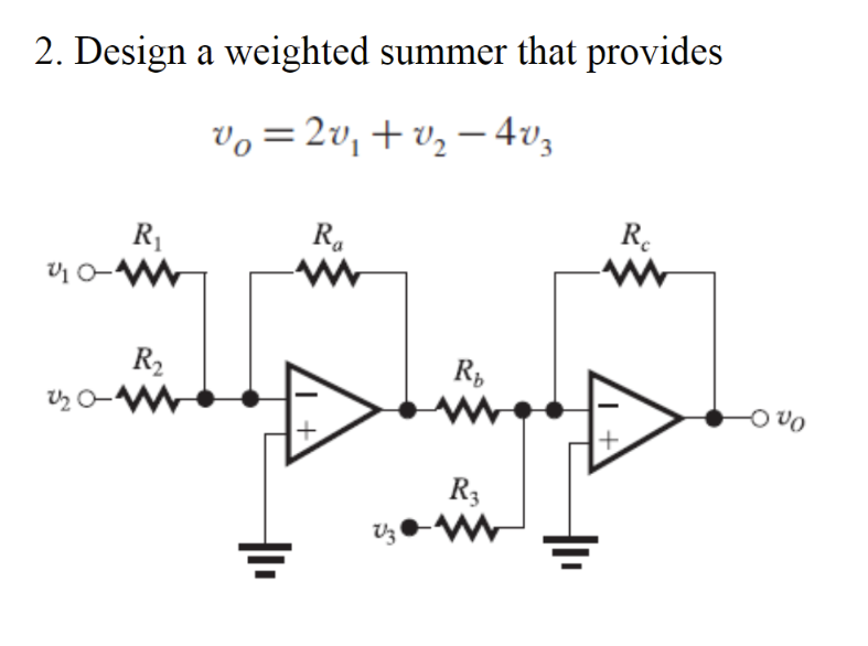 Solved 2. Design a weighted summer that provides | Chegg.com