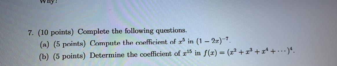 Solved 7. (10 points) Complete the following questions. (a) | Chegg.com
