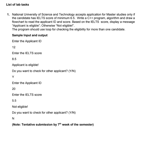 Solved ist of lab tasks 1. National University of Science | Chegg.com