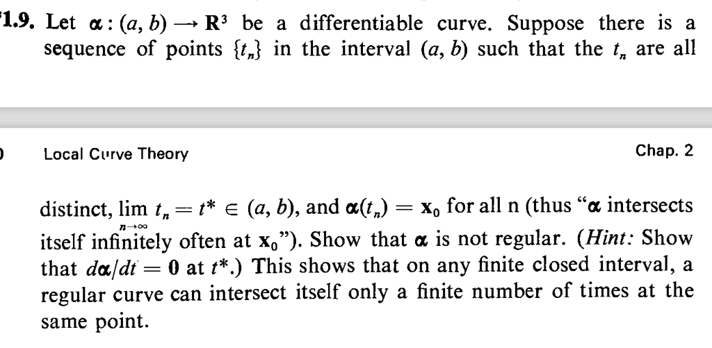Solved 1.9. Let a: (a, b)--R' be a differentiable curve. | Chegg.com