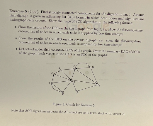 Solved Exercise 5(9pts). Find strongly connected components | Chegg.com