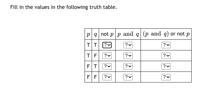 Solved Fill in the values in the following truth table. | Chegg.com
