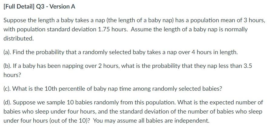 Solved [Full Detail] Q3 - Version A Suppose the length a | Chegg.com