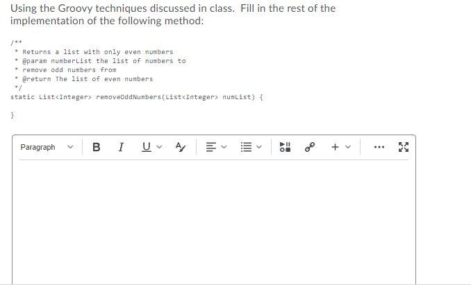 Solved Using the Groovy techniques discussed in class. Fill | Chegg.com
