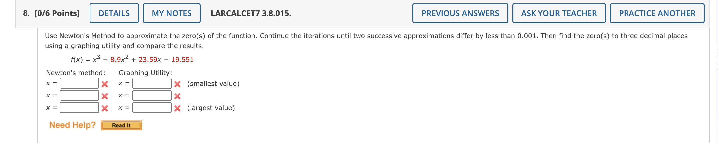 Solved Use Newton's Method to approximate the zero(s) ﻿of | Chegg.com
