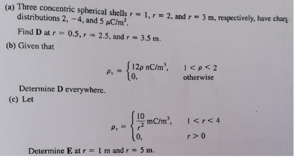 Solved (a) Three concentric spherical shells r = 1, r = 2, | Chegg.com