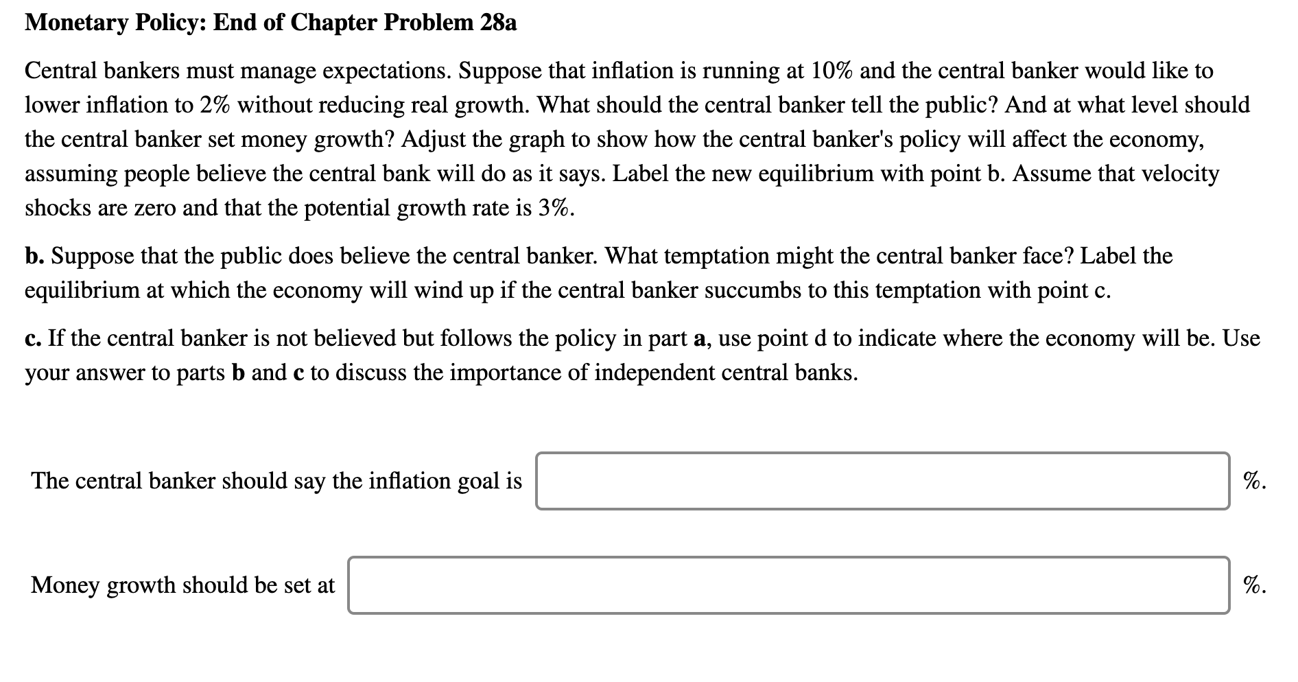 Solved Monetary Policy: End of Chapter Problem 28a Central | Chegg.com