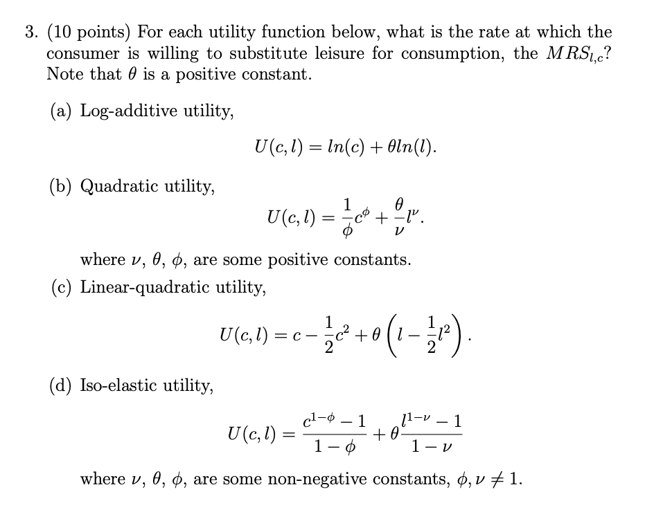 Solved please answer them(10 ﻿points) ﻿For each utility | Chegg.com