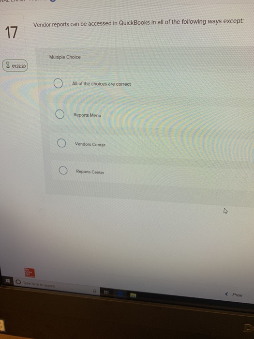 Solved Vendor reports can be accessed in QuickBooks in all | Chegg.com