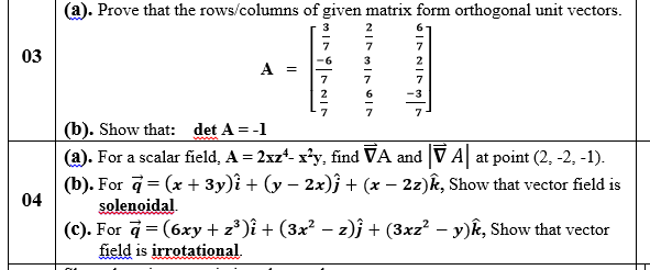 Solved (a). Prove that the rows/columns of given matrix form | Chegg.com