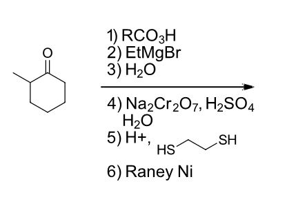 Solved 1) RCO3H 2) EtMgBr 3) H2O 4) Na2Cr2O7, H2SO4 H2O 5) | Chegg.com