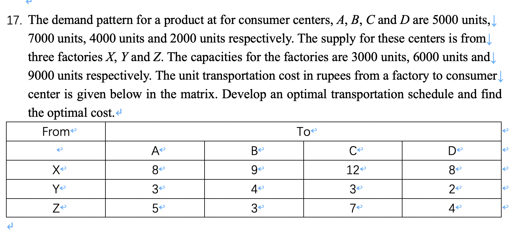 Solved 17. The demand pattern for a product at for consumer | Chegg.com