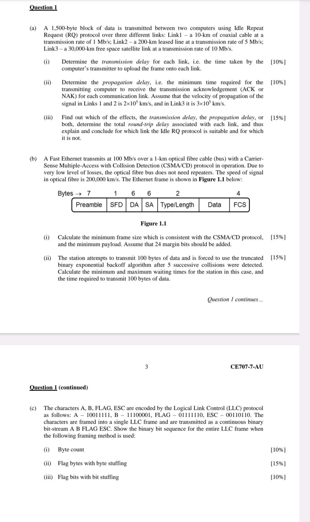 Solved Question 1(a) ﻿A 1,500-byte block of data is | Chegg.com