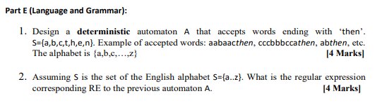 Solved 1. Design a deterministic automaton A that accepts | Chegg.com