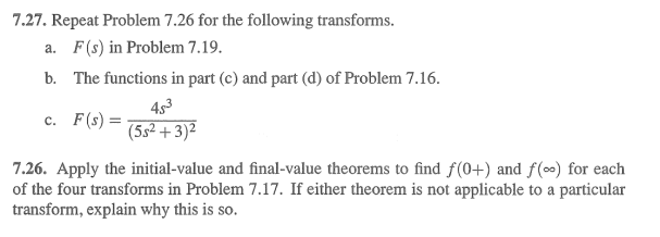 Solved 7.27. Repeat Problem 7.26 for the following | Chegg.com