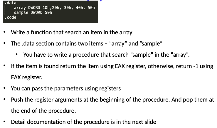 Solved Data Array Dword 10h 20h 30h 40h 50h Sample