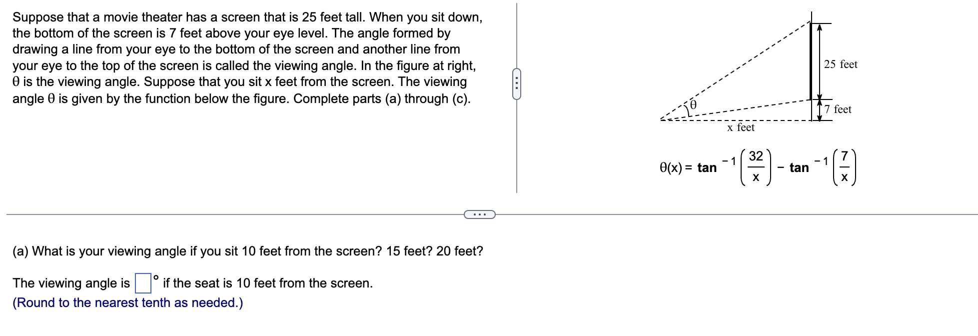 Solved Suppose that a movie theater has a screen that is 25 | Chegg.com