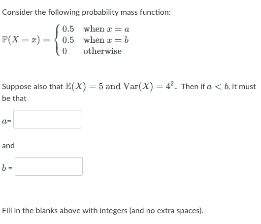 Solved m Consider the following probability mass function: | Chegg.com