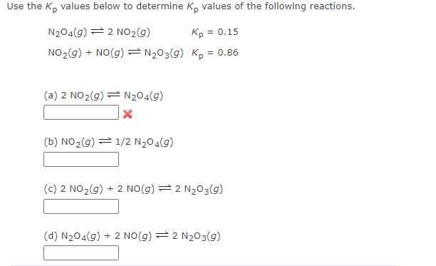 Solved Ise the Kp values below to determine Kp values of the | Chegg.com