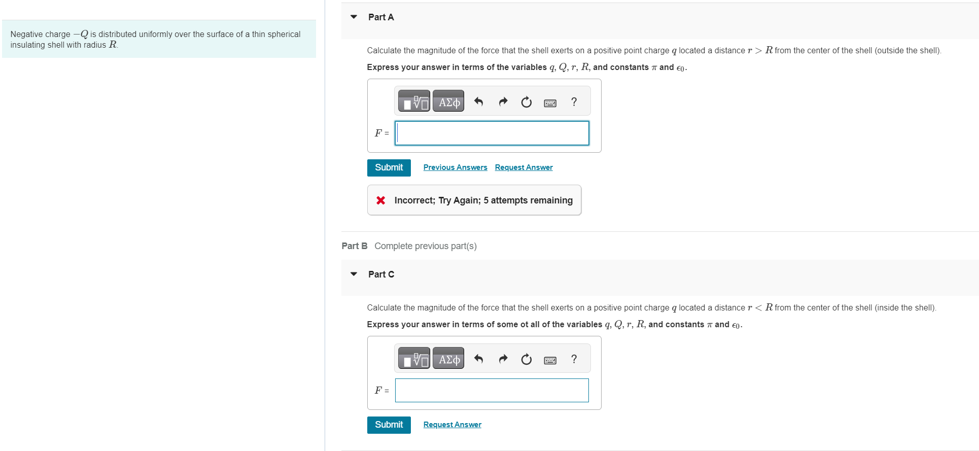 Solved Negative charge −Q is distributed uniformly over the | Chegg.com