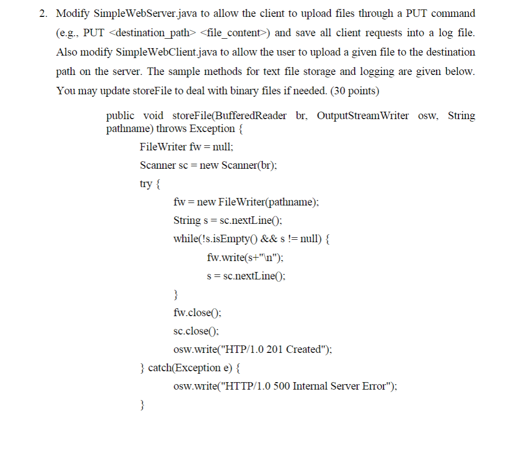Solved Modify SimpleWebServer.java to allow the client to | Chegg.com