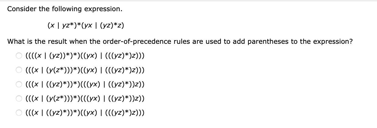 Solved Consider the following expression. | Chegg.com