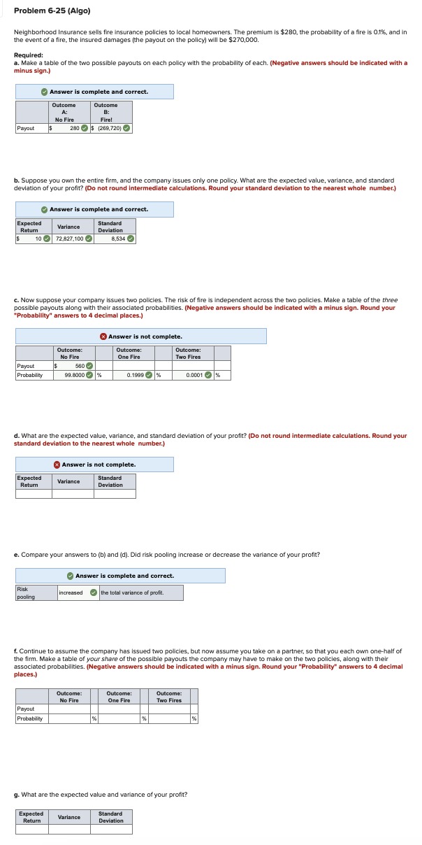 Solved Problem 6-25 (Algo) Neighborhood Insurance sells fire | Chegg.com