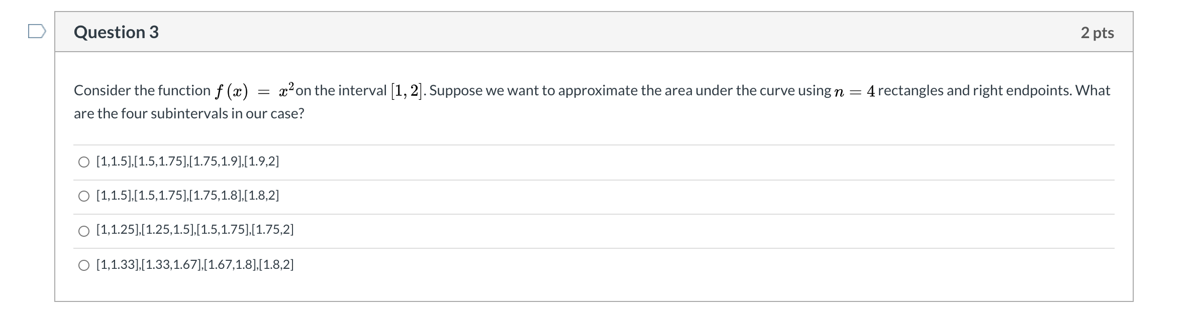 Solved Question 3 2 pts Consider the function f (2) x?on the | Chegg.com